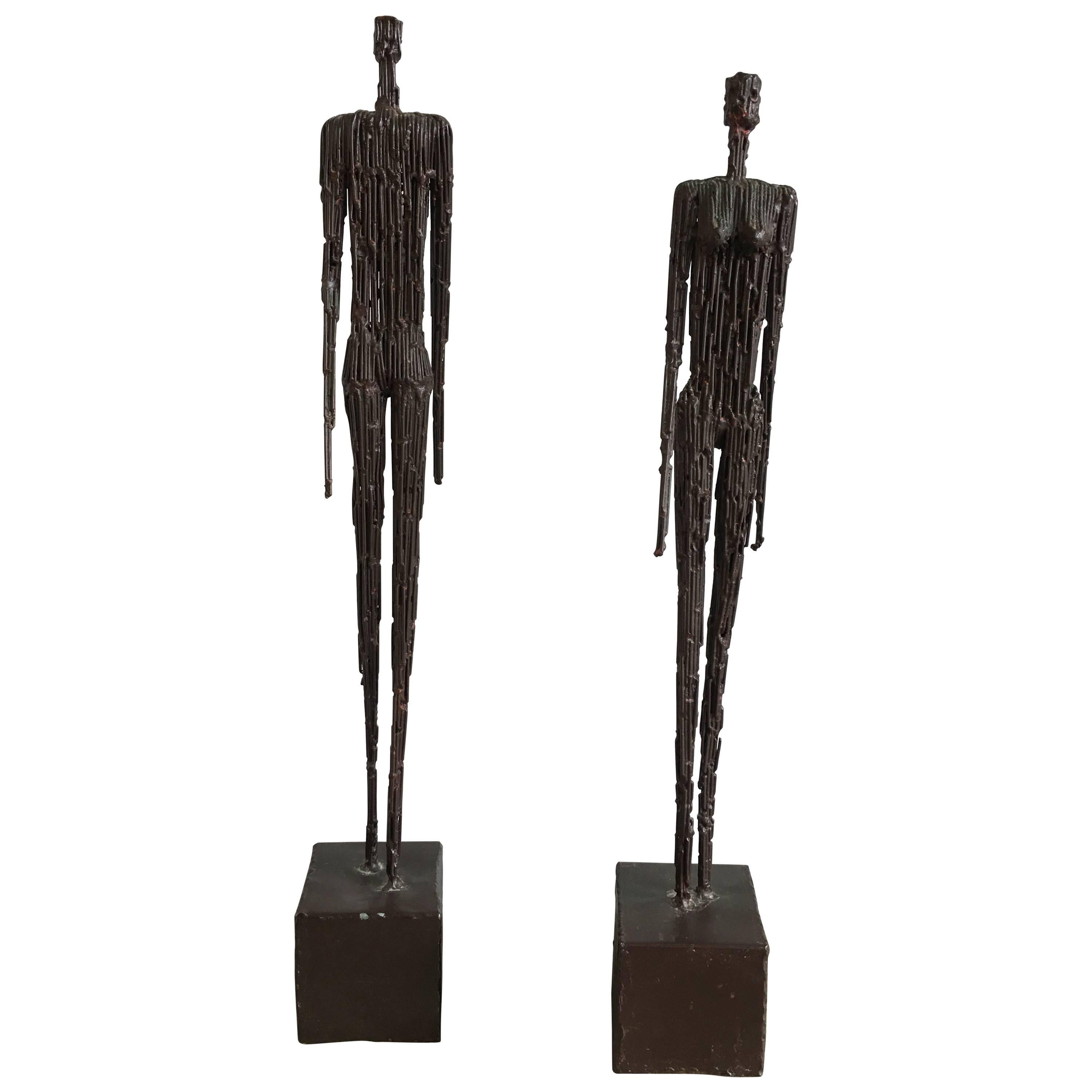 Male and Female Abstract Metal Sculptures at 1stDibs