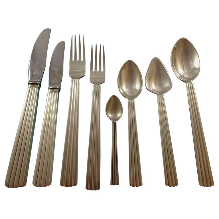 Bernadotte by Georg Jensen Sterling Silver Flatware Set for 8 Service 66 Pieces For Sale at 1stDibs