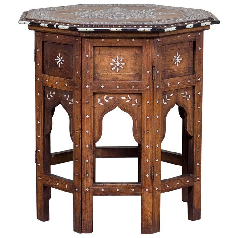 Antique Inlaid Indian Folding Table from Hoshiapur, circa 1890 at ...