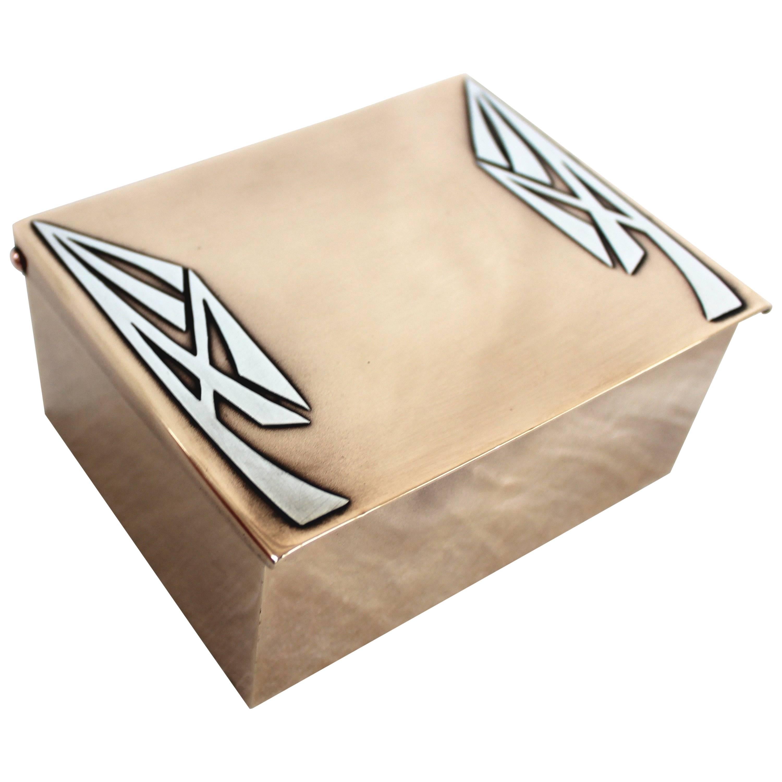 Gorgeous Aesthetic Movement Bronze Box with Sterling Silver Overlay by ...