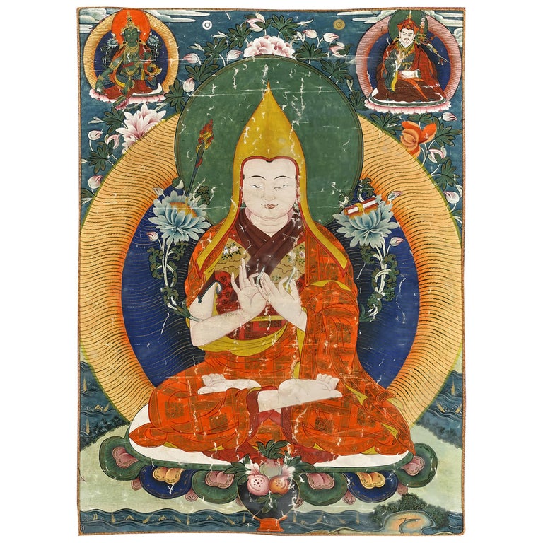 Antique Framed Tibetan Thangka at 1stDibs | antique tibetan thangkas ...