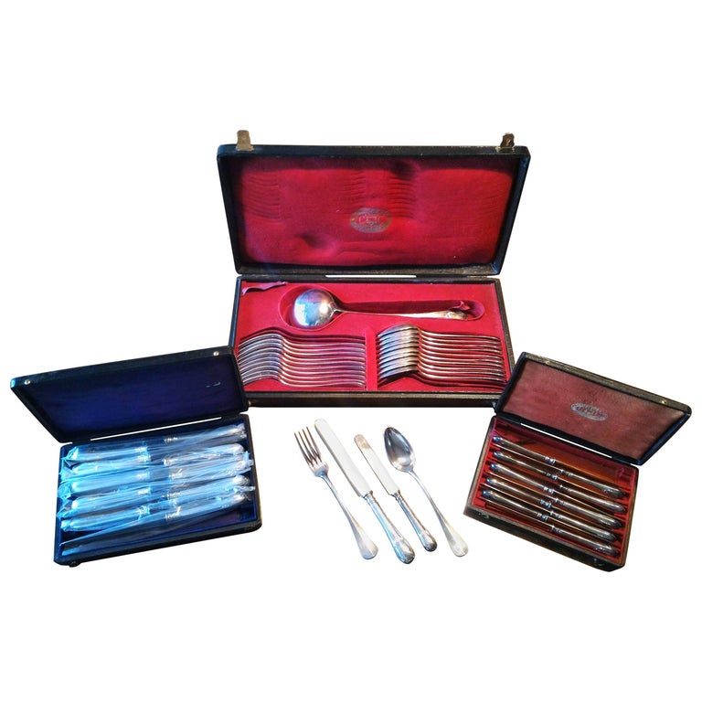 19th Century Rare Christofle Monogrammed Silverware Set Boxes, France ...