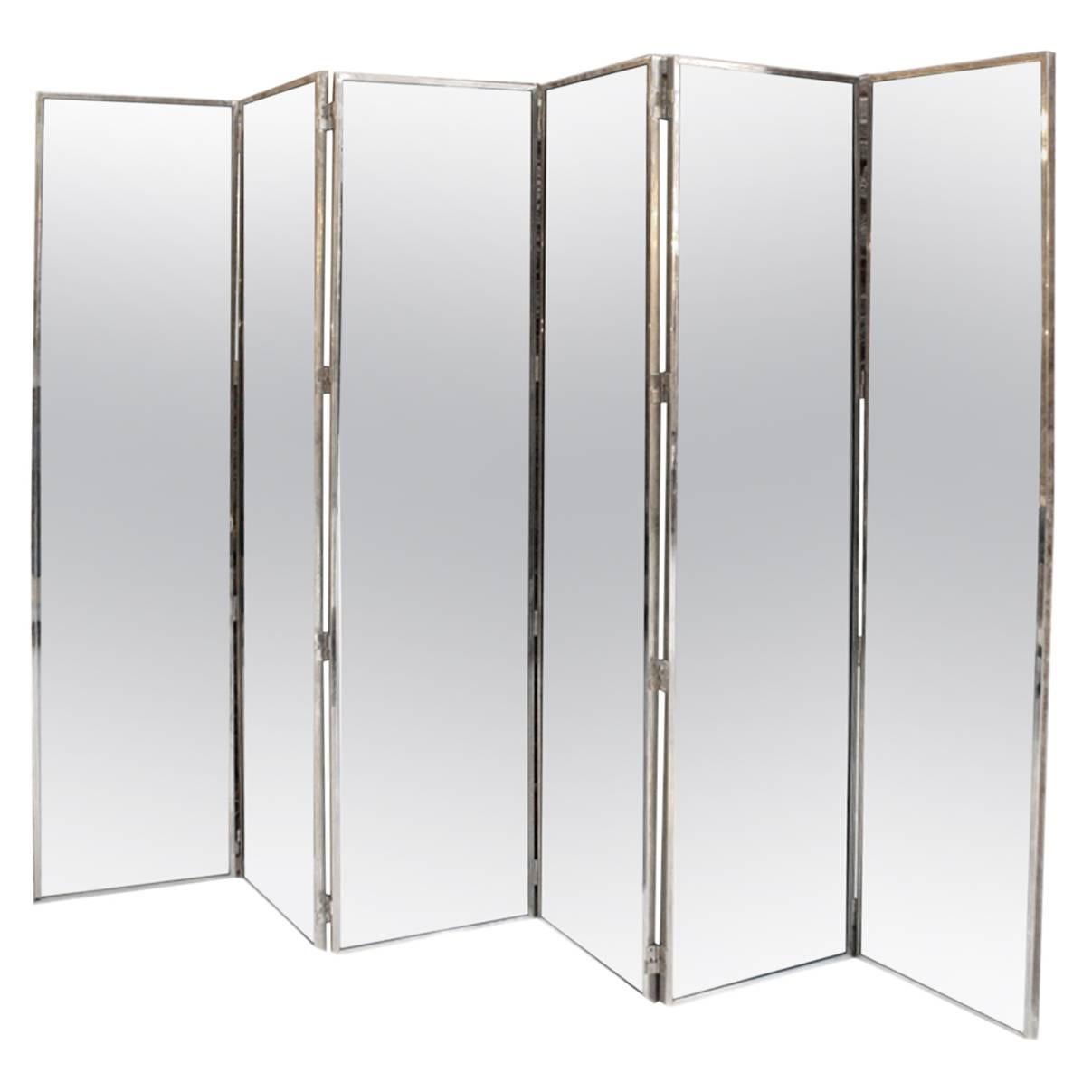 Mirror Screen Composed of Six Leaves at 1stDibs