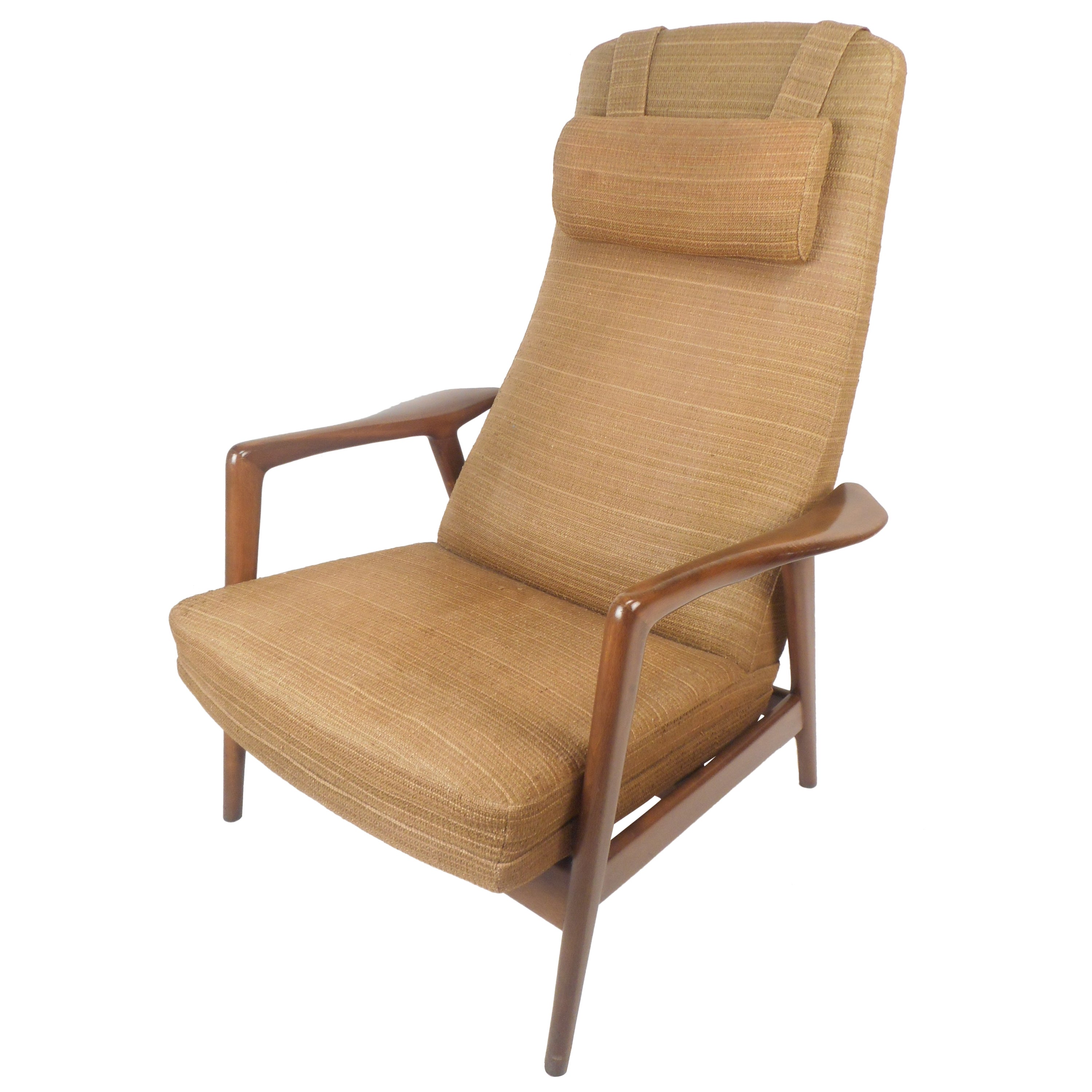 Danish Mid Century Modern Leather Recliner Lounge Chair at 1stDibs