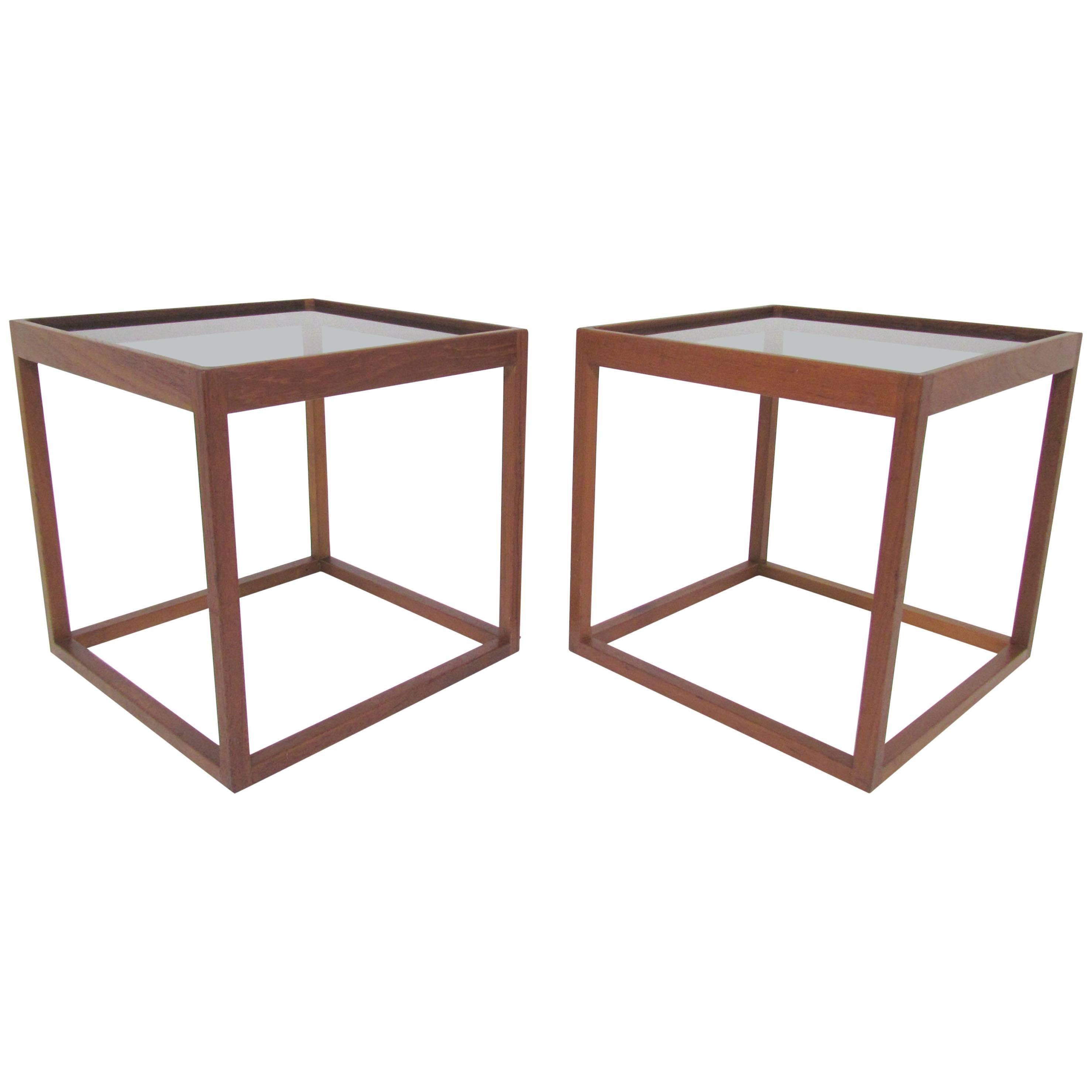 Pair of Mid-Century Danish Teak Cube Form End Tables, circa 1960s at ...