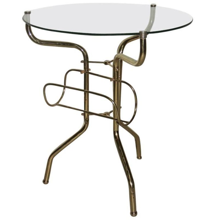 Coffee Table Made of Tubular Brass Magazine Rack For Sale at 1stDibs