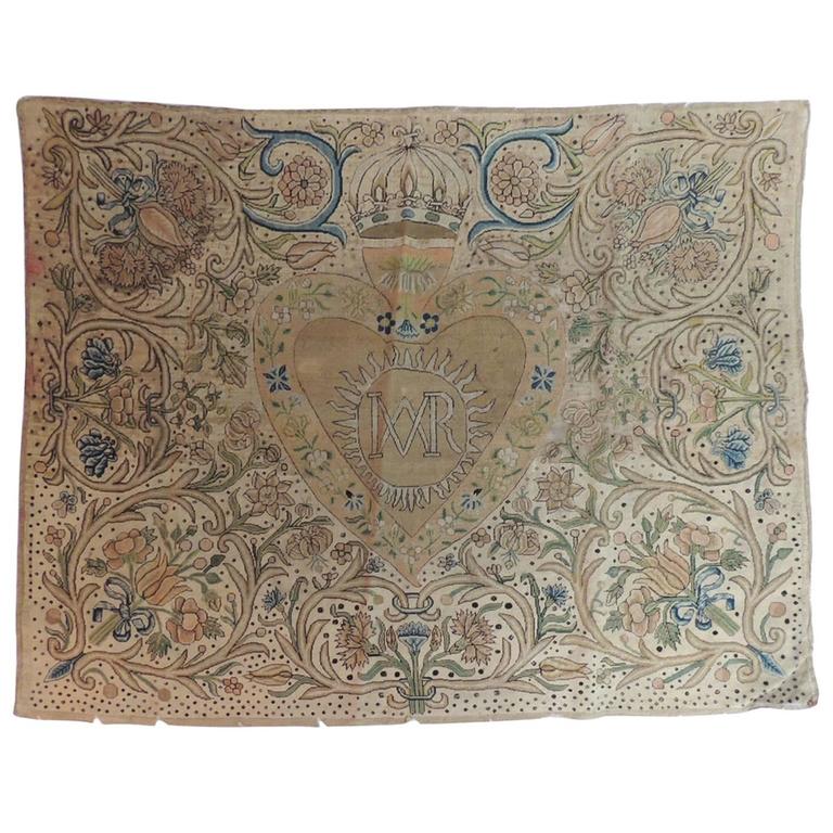 17th Century English Embroidery Needlework Tapestry at 1stDibs
