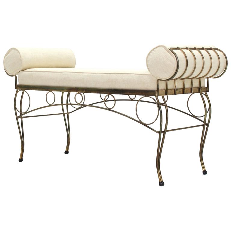 New Upholstery Mid Century Modern Decorative Gold Gilt Wire Bench ...