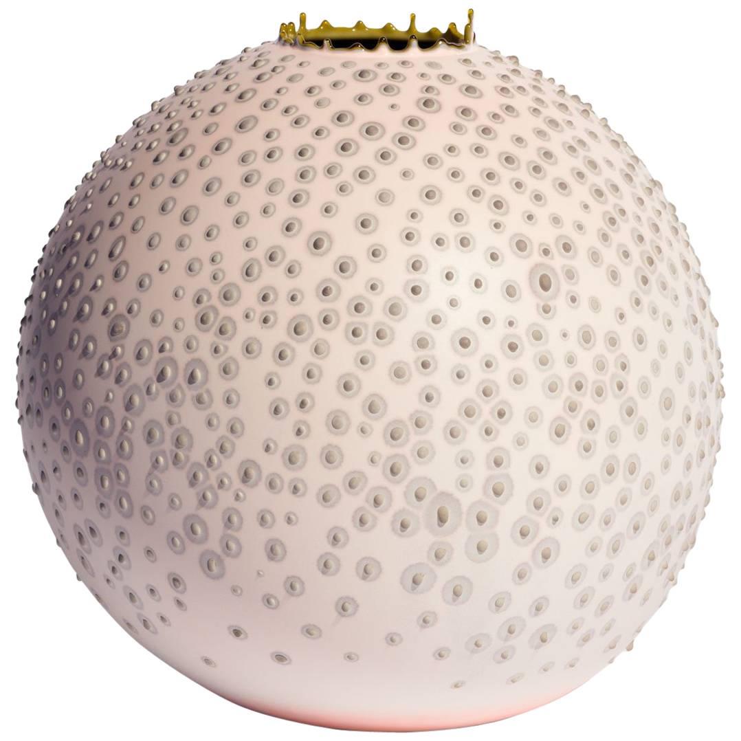 Unique Handmade 21st Century Large Round Vase in Peach and Gray at 1stDibs
