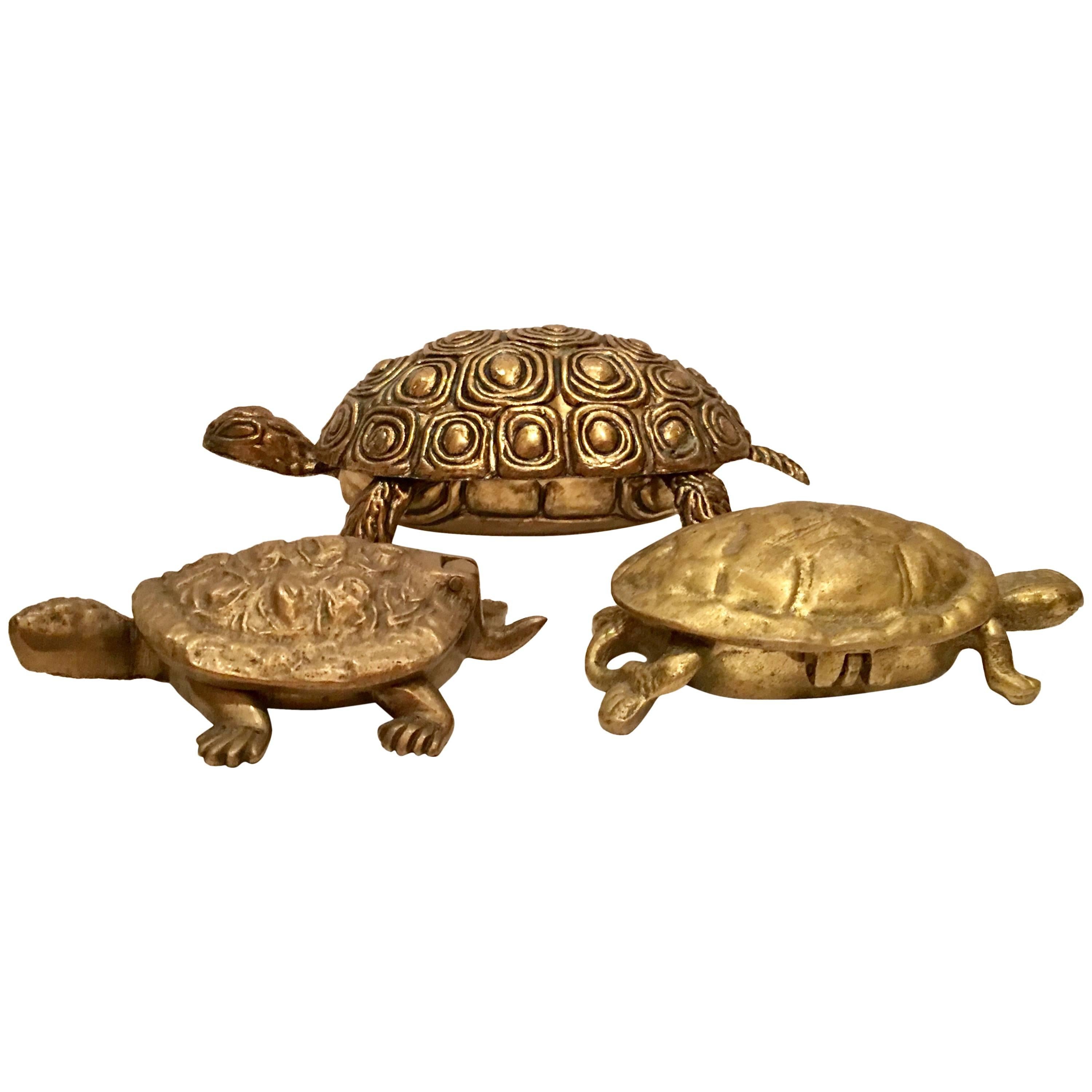 Vintage Set of Three Italian Brass Turtle Boxes at 1stDibs | brass ...