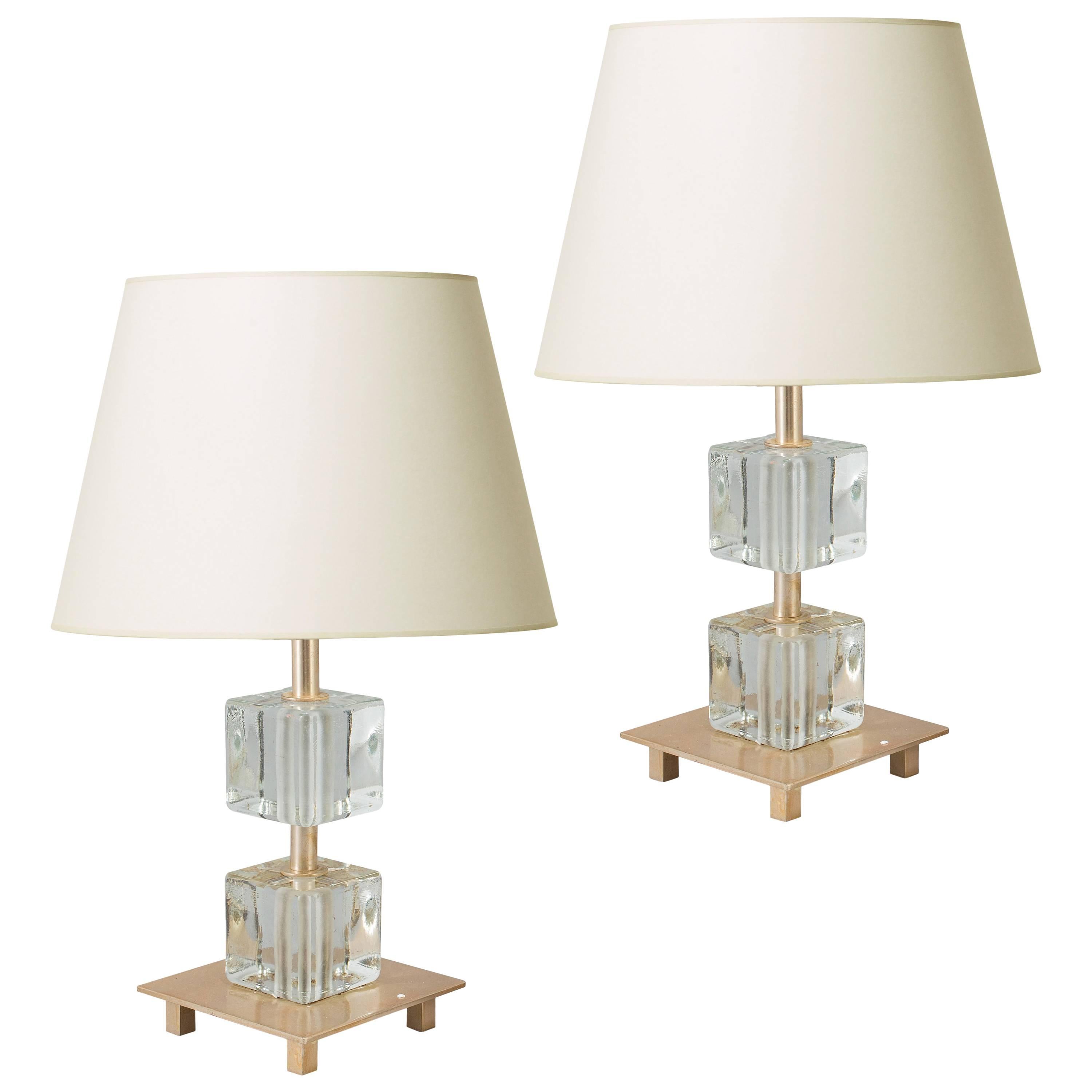 Petite Pair of Table Lamps with Suspended Glass Baubles, Malmö ...