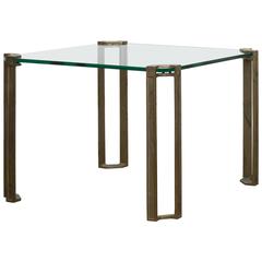 Pace Style Glass and Brass End Table, 1970s at 1stdibs