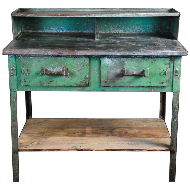 1920 Metal Industrial Foreman's Desk at 1stdibs