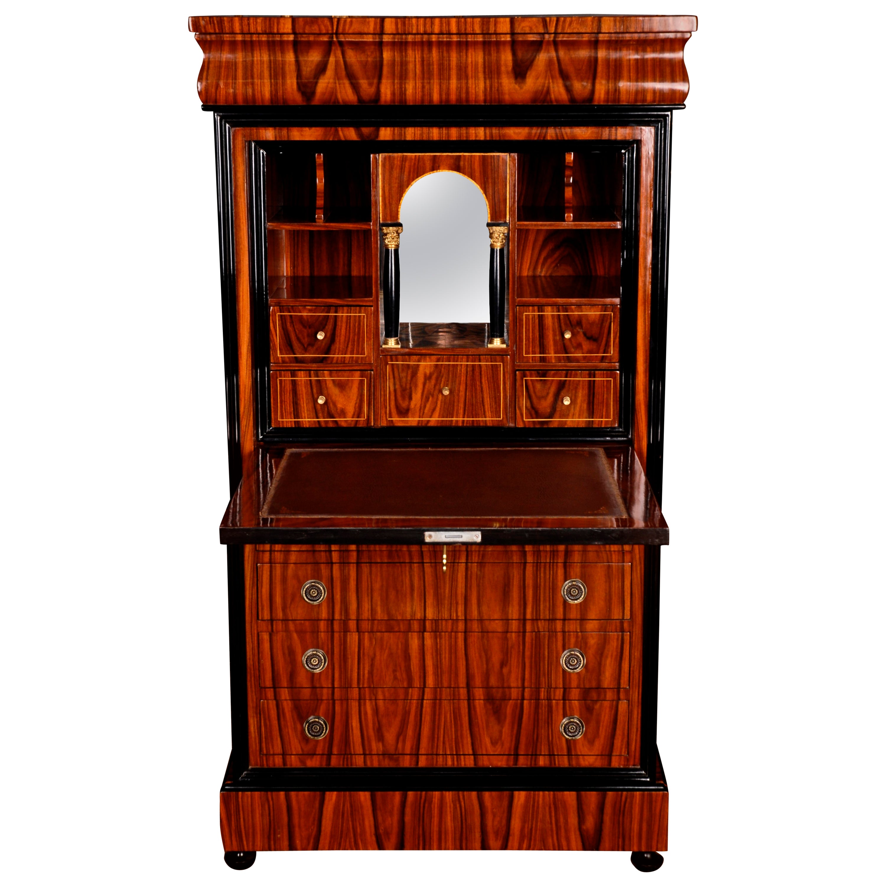 20th Century Vienna Biedermeier Style Lyre Secretaire For Sale at 1stDibs