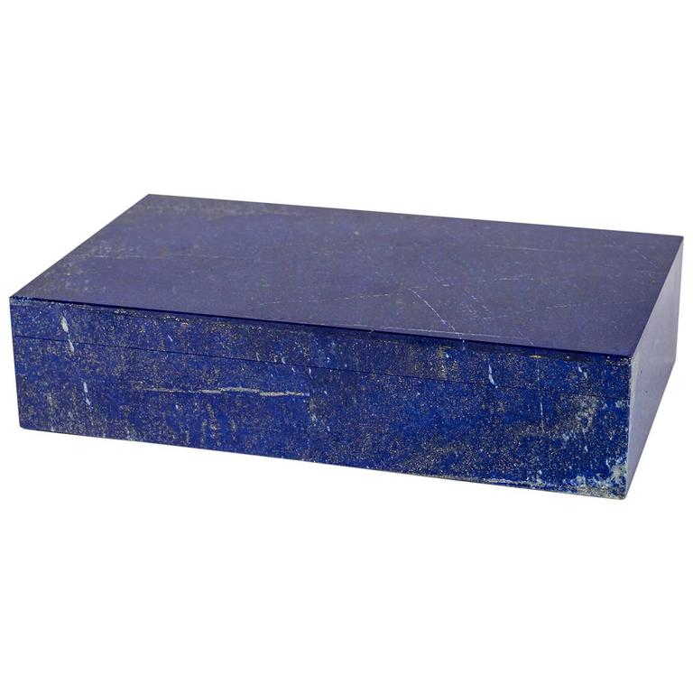 Large Lapis Lazuli Semi Precious Stone Box with Hinged Lid at 1stDibs