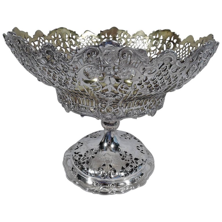 Pretty Antique German Silver Compote For Sale at 1stDibs