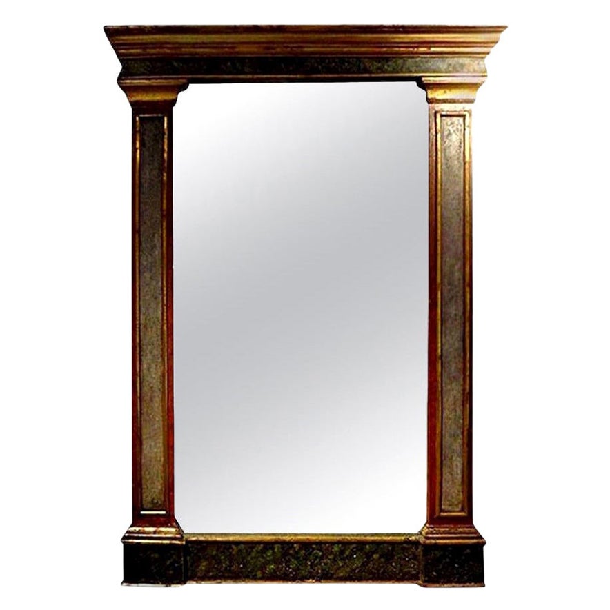 Midcentury Faux Marble Pediment Mirror For Sale at 1stDibs