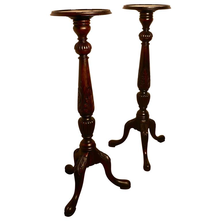 Pair of Mahogany Torchere or Lamp Stands at 1stDibs