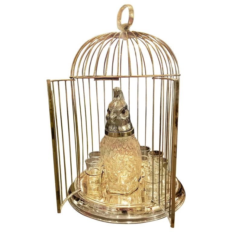 English Liquor Birdcage Decanter Set at 1stDibs