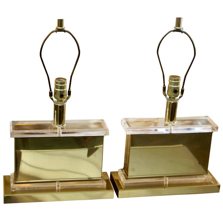 London Lamp Company Lucite and Brass Lamps at 1stDibs