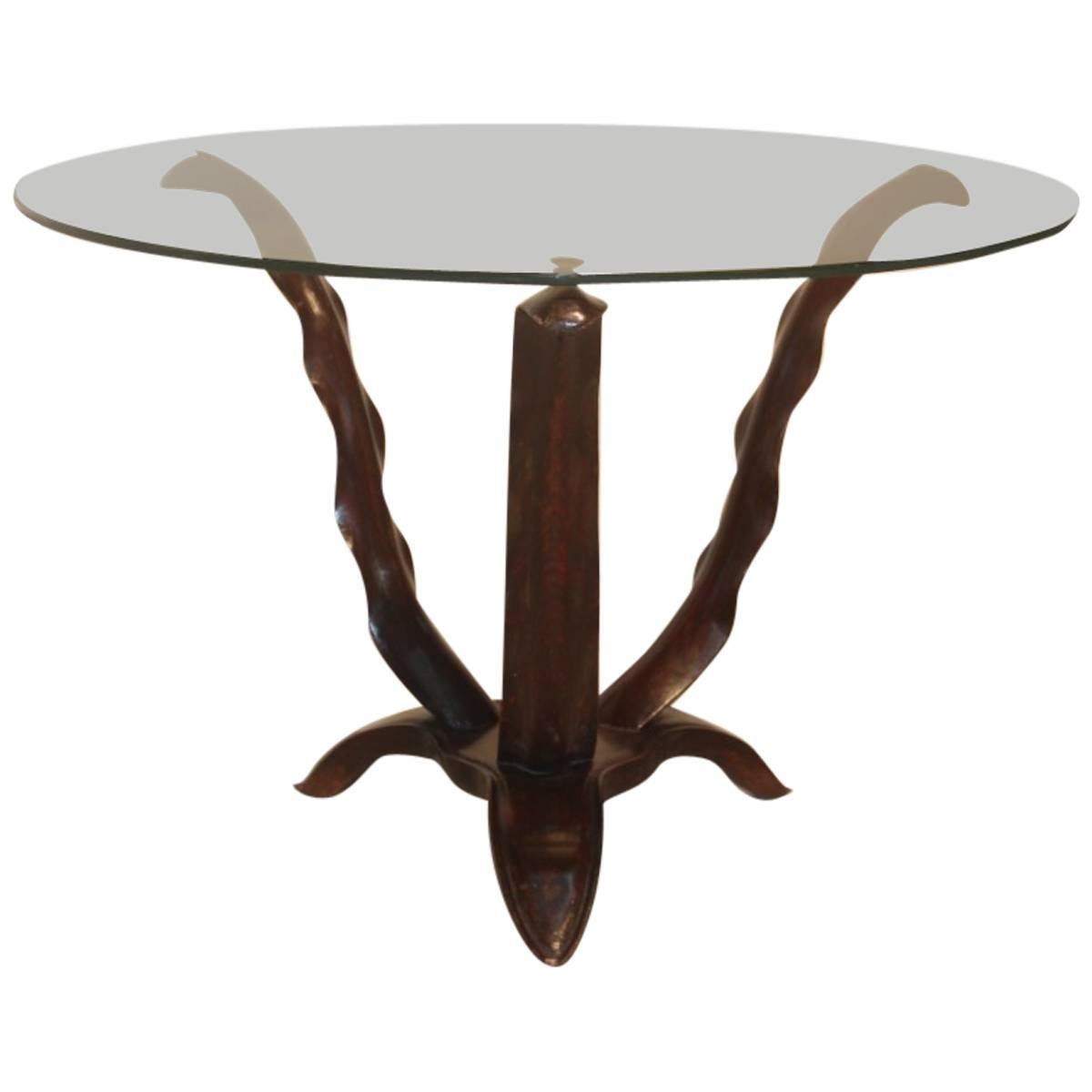 Small Brown Round Table, Czech Midcentury, Made Out of Cherry Tree ...