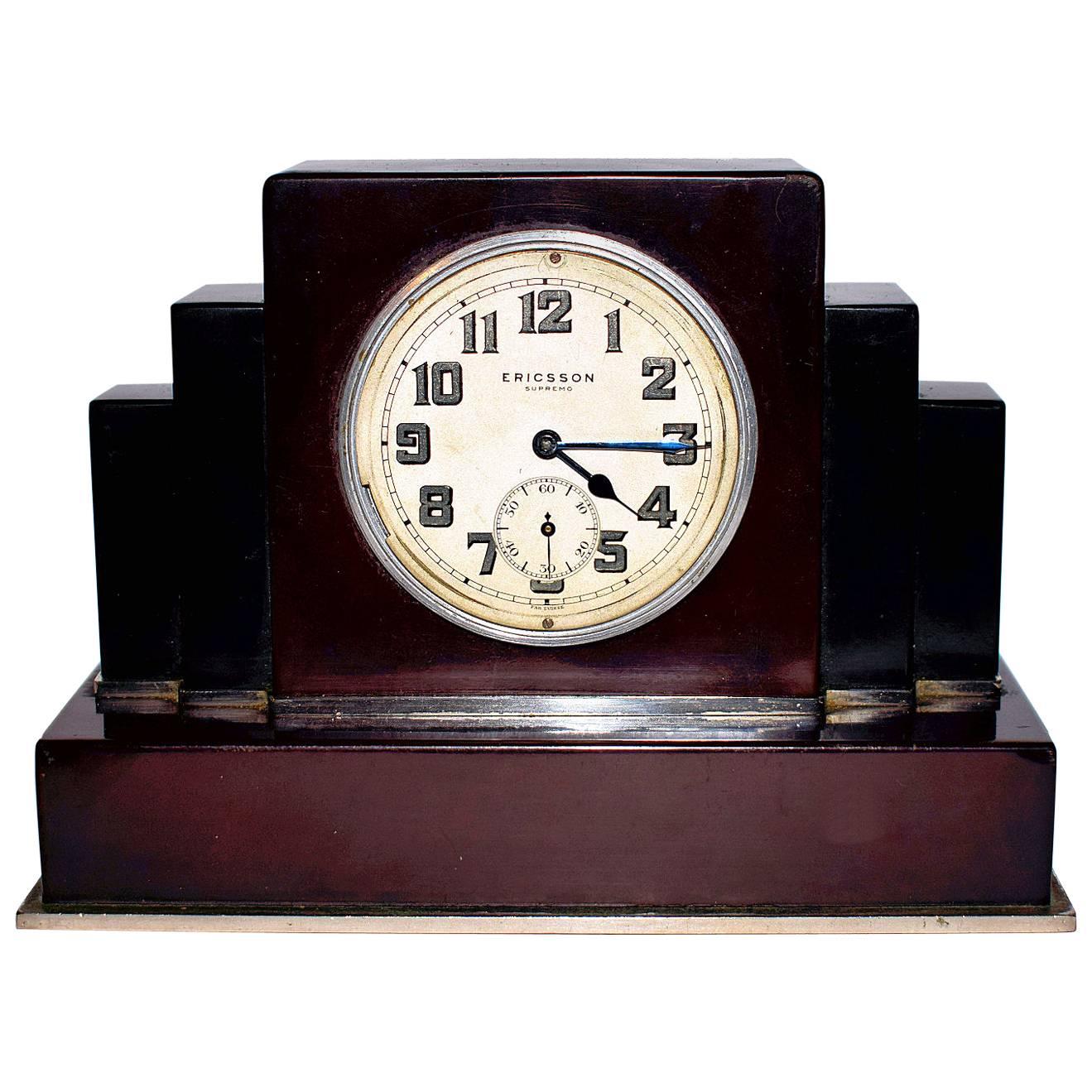 Skyscraper Art Deco Bakelite Clock by Ericsson at 1stDibs