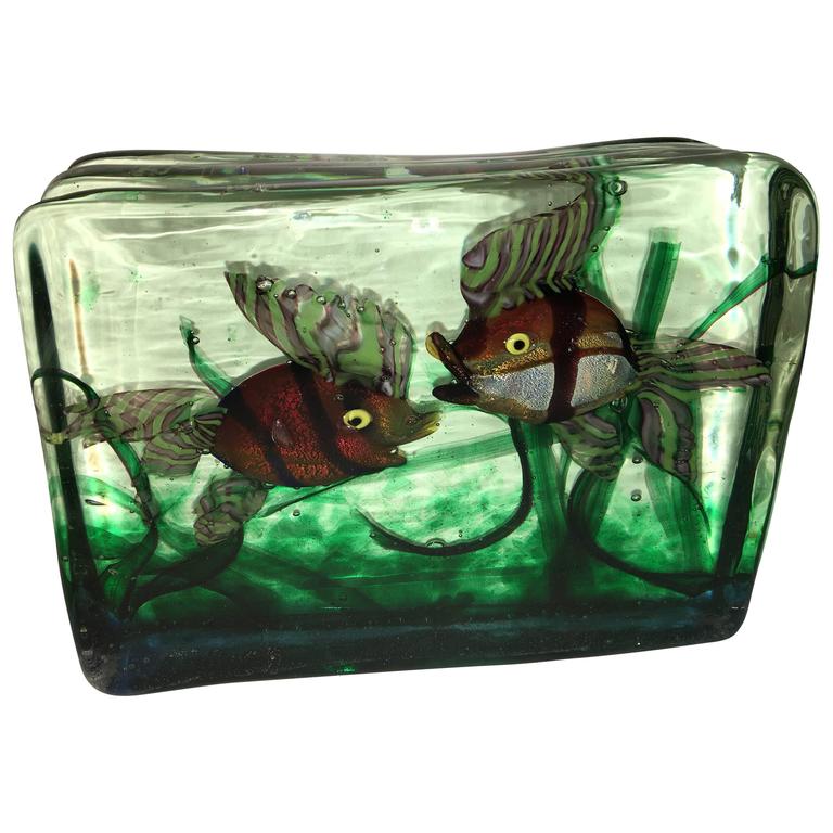 Large Murano Glass Aquarium Two Fish in Gino Cenedese Style For Sale at ...