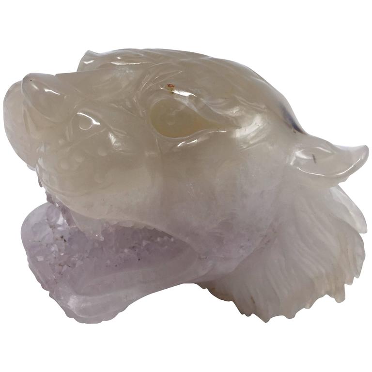 Agate Amethyst Tiger Head For Sale at 1stDibs