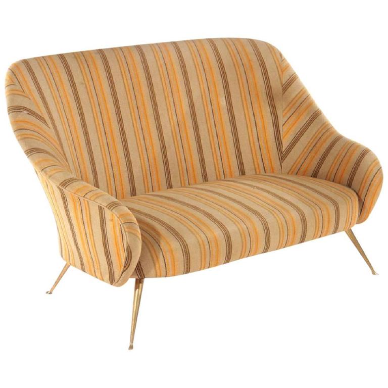 Charming Italian Mid-Century Modern Settee with Bronze Legs For Sale at ...