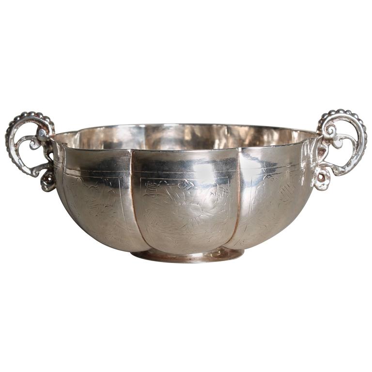 17th Century Swedish Baroque Brandy Bowl, Silver For Sale at 1stDibs
