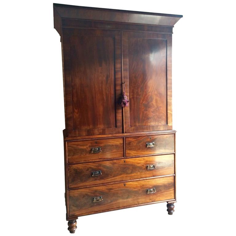 Antique Linen Press Dresser Flame Mahogany, Victorian, 19th Century ...