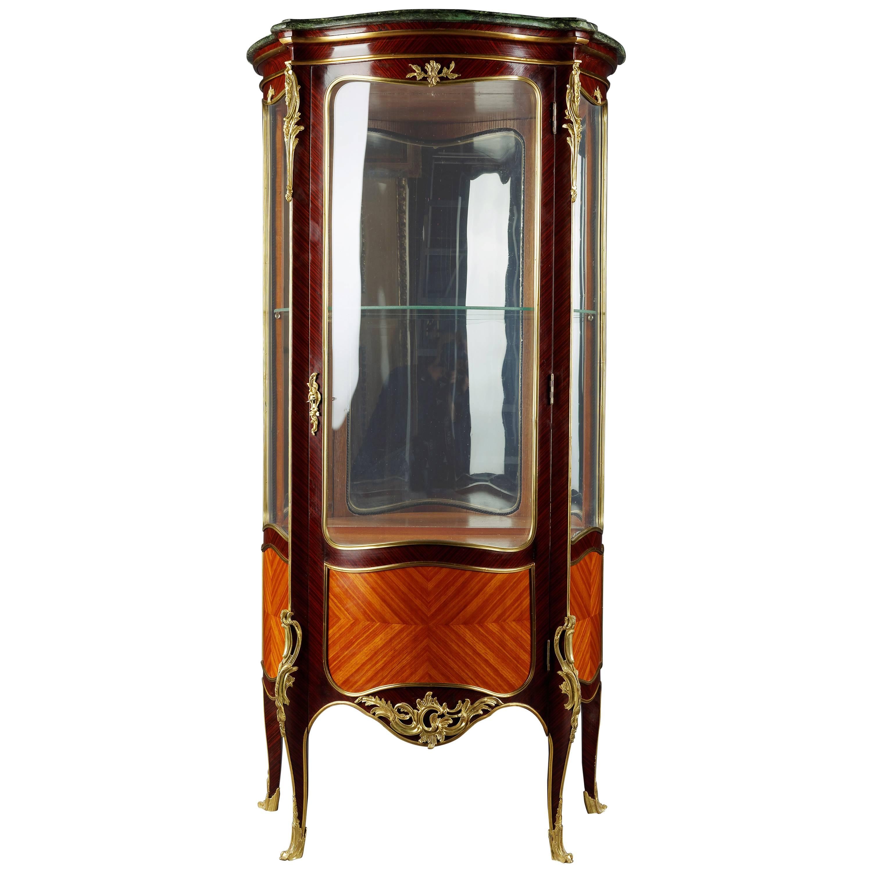 20th Century French Corner Vitrine in the Style of Louis XV Bois-Satine ...