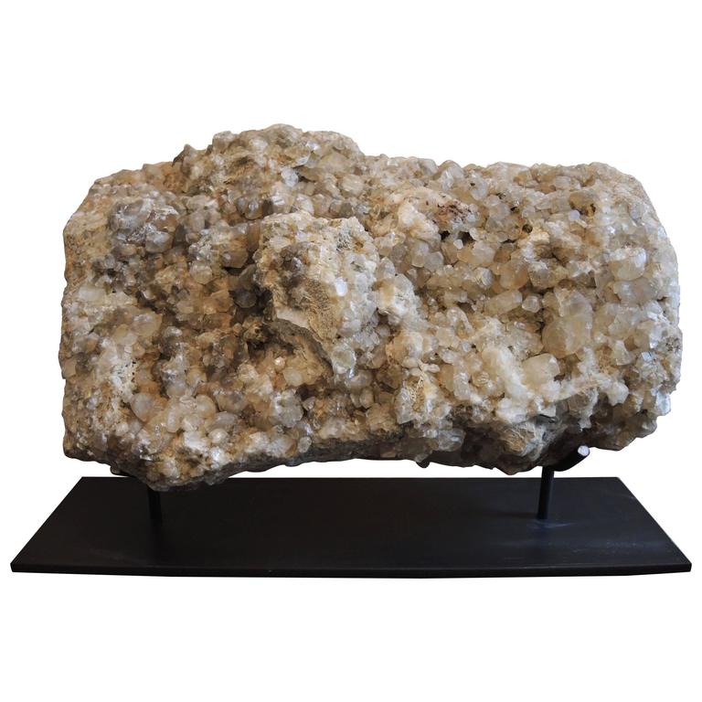 Large Quartz Crystal Stone Geode on Stand For Sale at 1stdibs