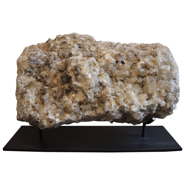 Large Quartz Crystal Stone Geode on Stand For Sale at 1stDibs