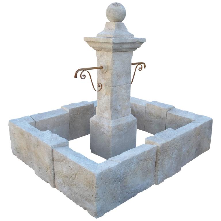 Carved Rectangular Limestone Center Fountain from Provence, France For ...