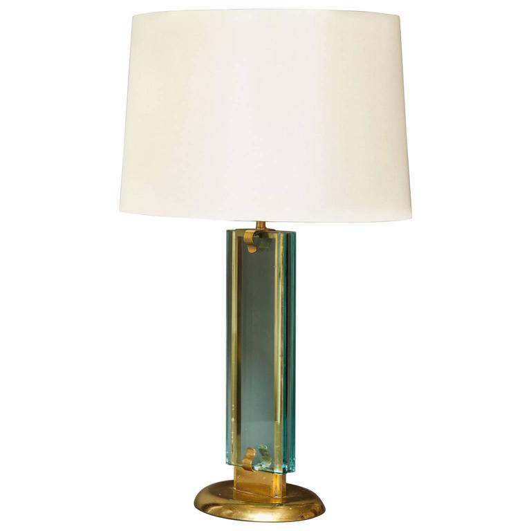 Max Ingrand Glass and Brass Table Lamp For Sale at 1stDibs