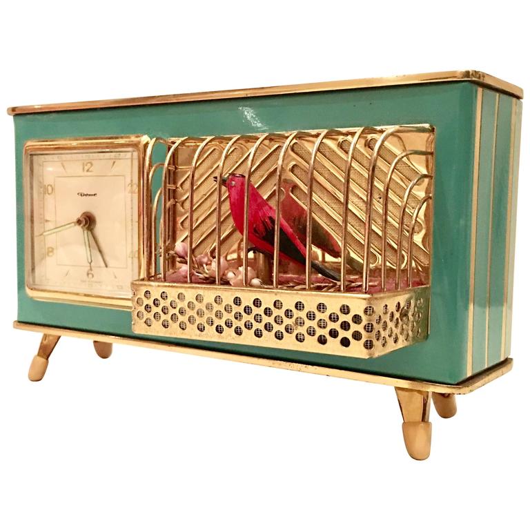 1950s German Singing Bird Cage Desktop Alarm Clock at 1stDibs | singing ...