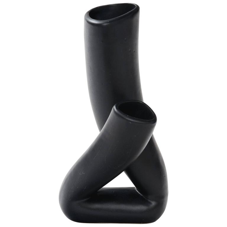 Japanese Black Matte Glaze Ikebana Vase at 1stDibs