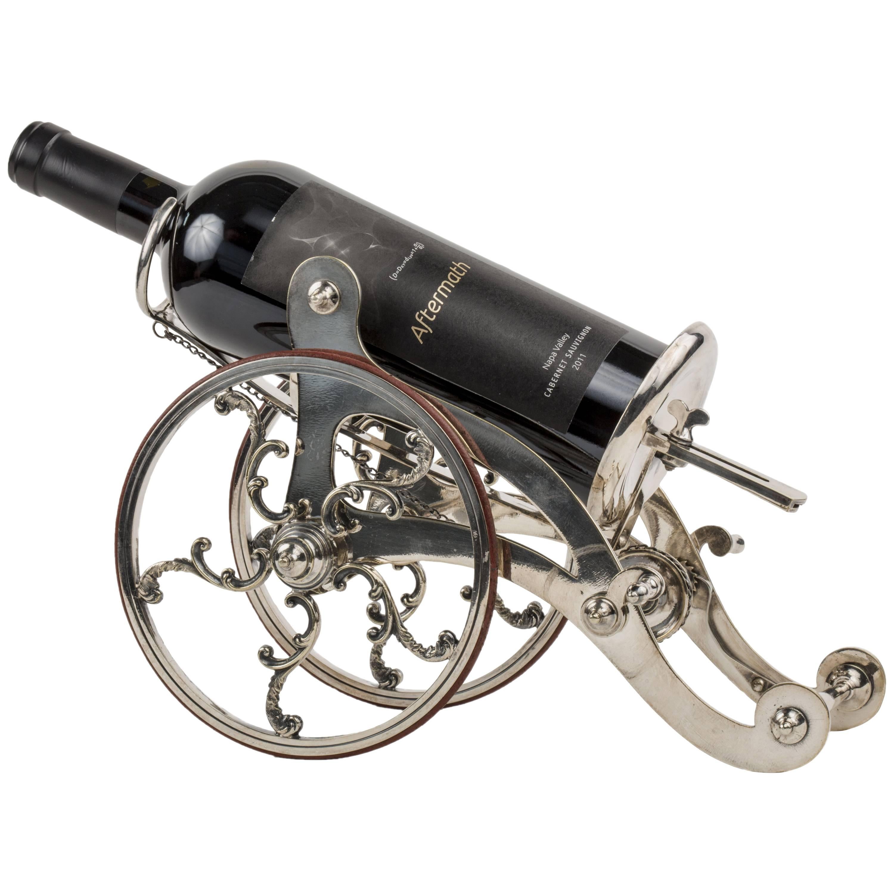 English Late 19th Century Functional Silver Plate Wine Bottle Holder ...