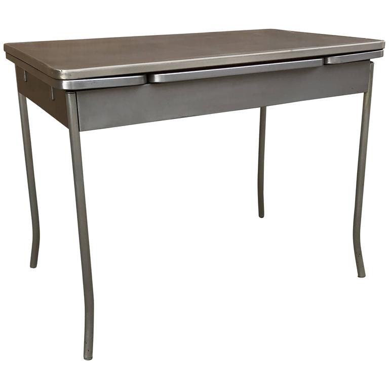 Industrial Brushed Steel Extension Dining Table at 1stDibs