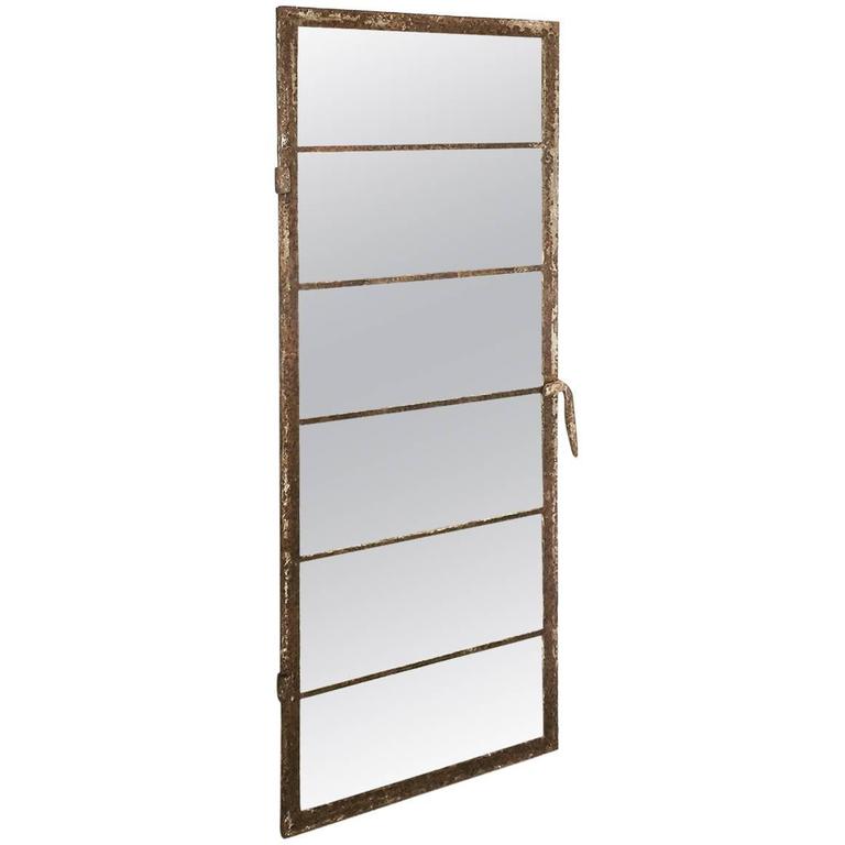 Vintage French Cast Iron Window Frame Mirror Salvage Reclamation For ...