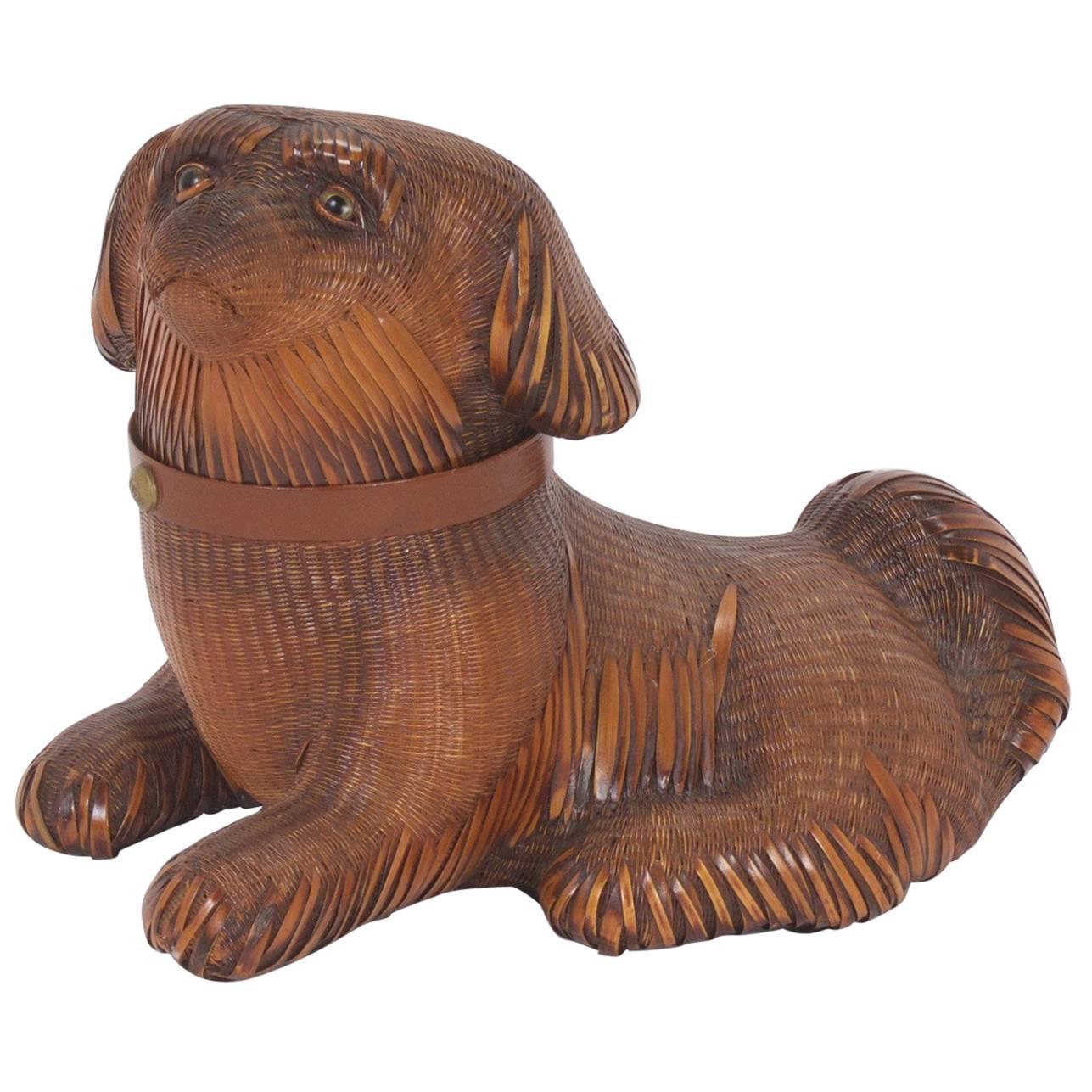 Adorable Pekingese Wicker Dog Box at 1stDibs