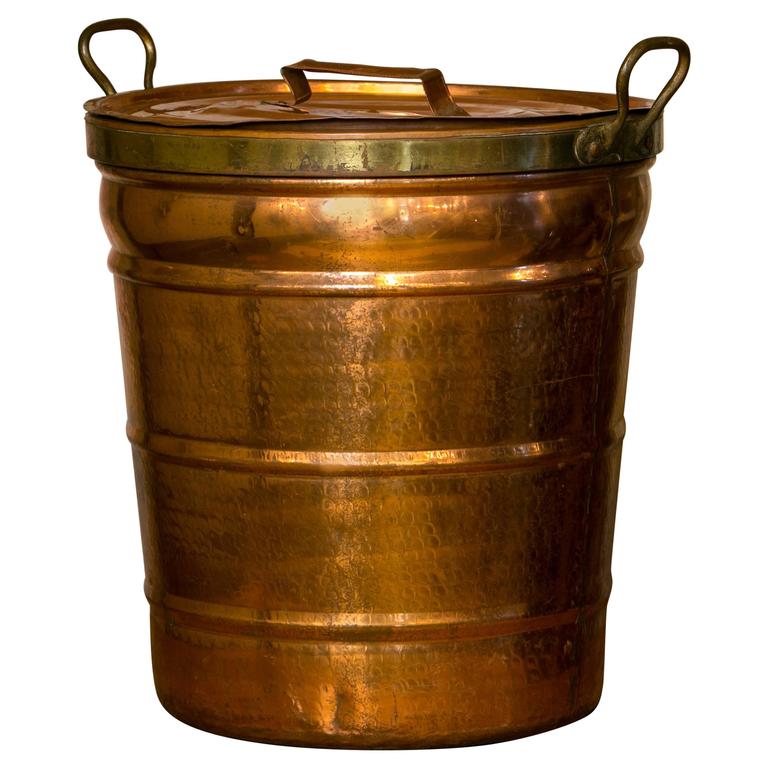 Handmade Hammered Copper Bucket with Lid at 1stDibs