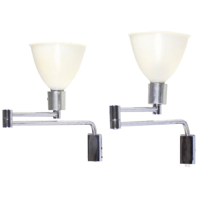 Pair of Adjustable Long Arm Chrome Mid Century Modern Sconces For Sale ...