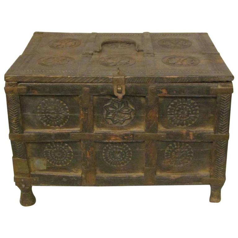 19th Century Indian Wood and Metal Box at 1stDibs