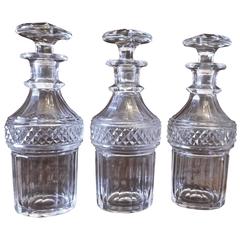 Set of Three Coloured Glass Bottles For Sale at 1stdibs