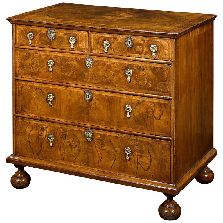 William and Mary Burl Walnut Chest at 1stDibs