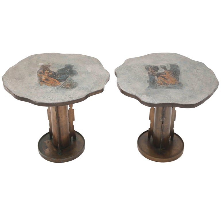 Philip and Kelvin LaVerne Apres Picasso Side Tables at 1stDibs