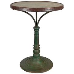 19th Century French Paris Round White Bistro Table with Cast Iron Base ...