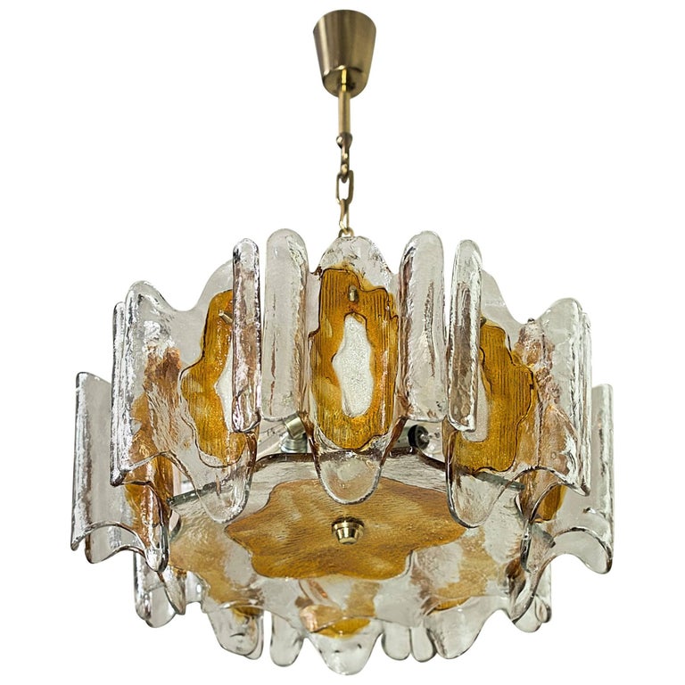 Kalmar Textured Orange Glass Chandelier at 1stDibs